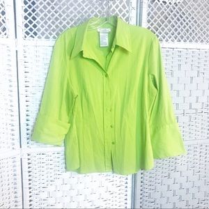 Fred David | Tops | Fred David Stretch Blouse Lime Green Women Top 4 ...